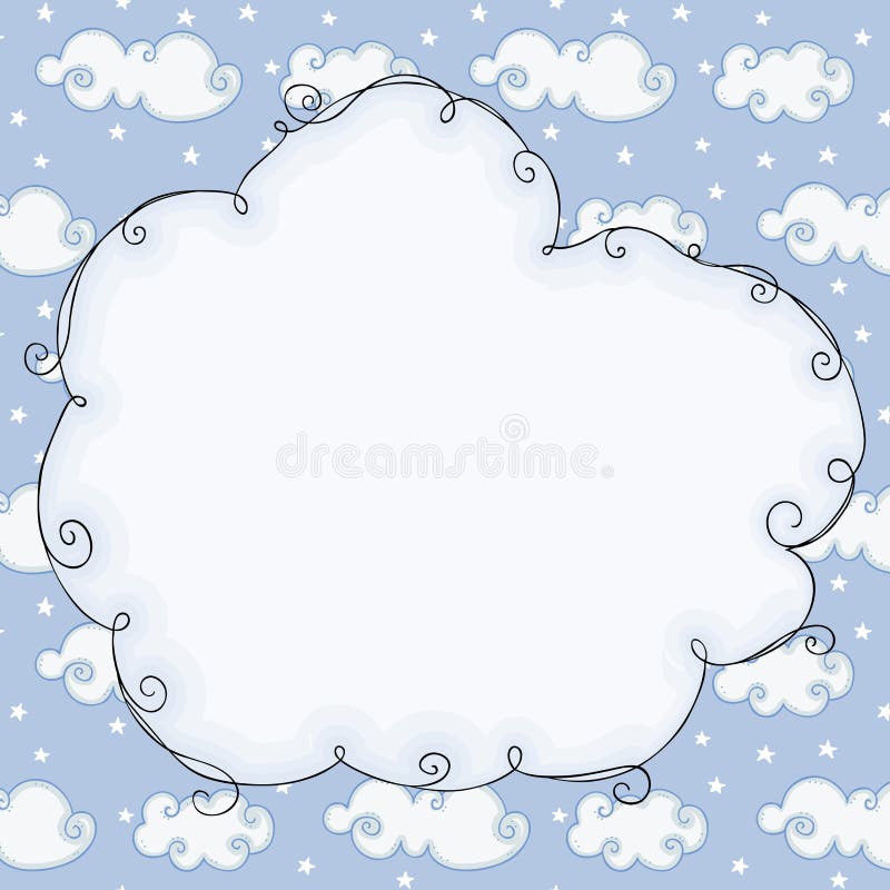 Empty Cloud Frame on Blue Sky Background Stock Vector - Illustration of ...