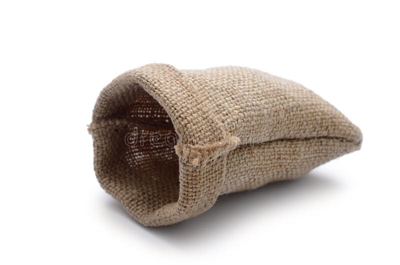 Empty Coarse Cloth Sack Isolated on White Background Stock Photo ...