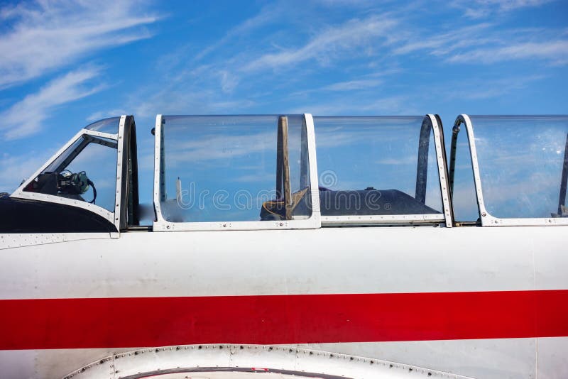 Empty Cockpit of an Airplane Pilot on a Sky Background Stock Photo ...