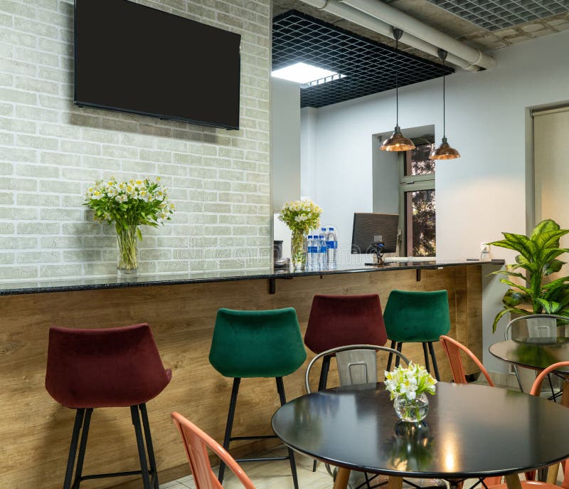 Empty Cocktail Bar in the Sports Complex. Stock Image - Image of ...