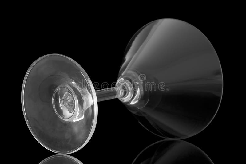 Empty Cocktail Glass Lay on Black Stock Image - Image of beverage ...