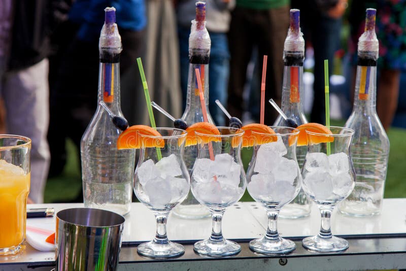 Empty Cocktail Glasses with Ice Stock Photo - Image of alcoholic ...