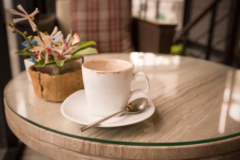Empty Coffee Cup on the Table in Cafe Stock Image - Image of beverage ...