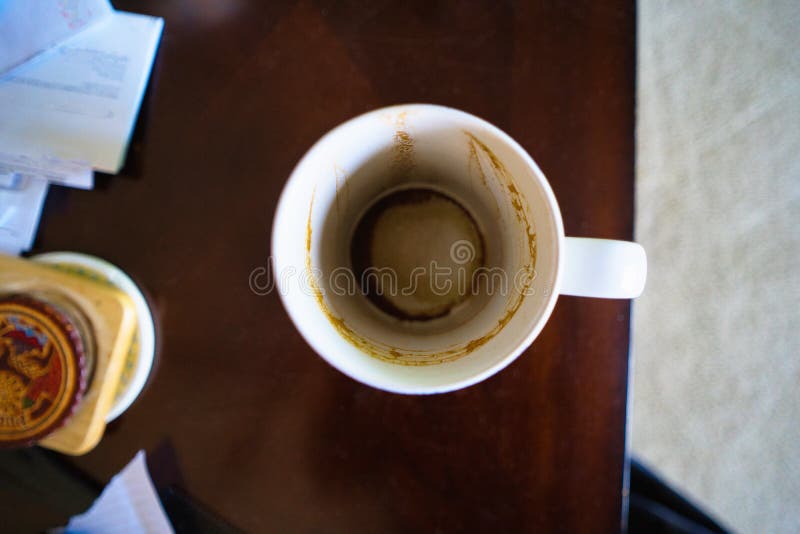 Finished Morning Coffee Cup Inside Home Stock Image - Image of black ...