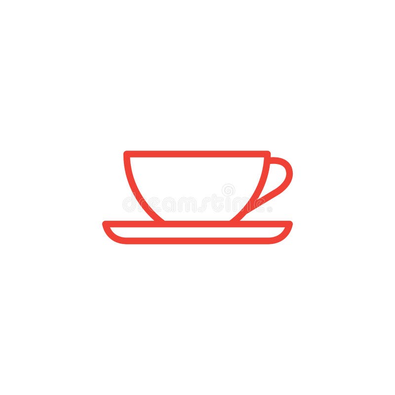Empty Coffee Cup Line Red Icon on White Background. Red Flat Style ...
