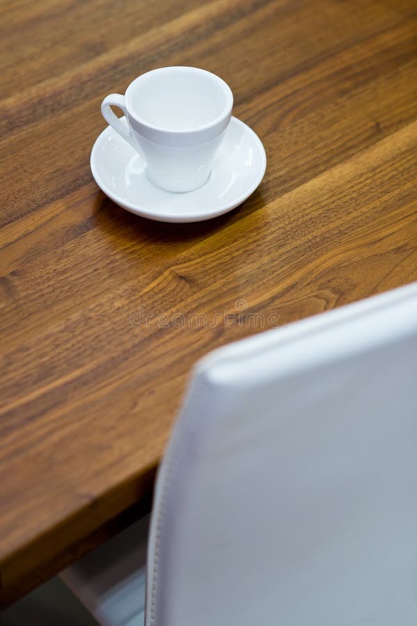 Empty Coffee Cup on Wooden Table Stock Photo - Image of interior, break ...