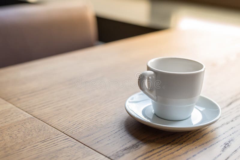 Empty Coffee Cup or Tea Cup on the Wooden Table Stock Photo - Image of ...