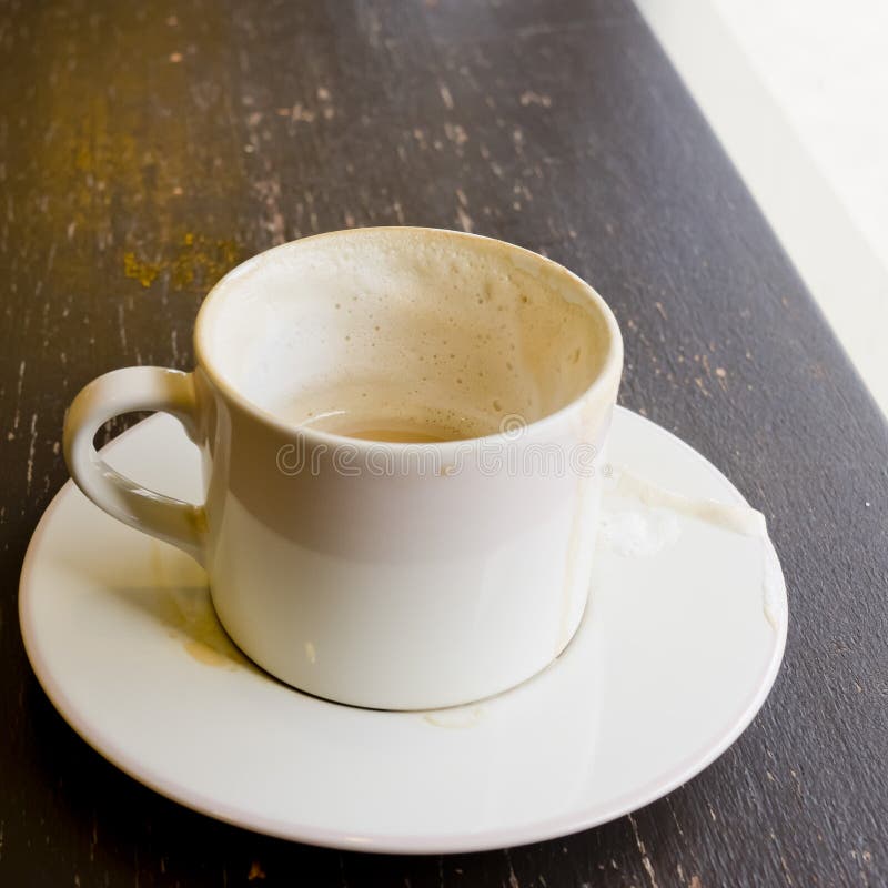 Empty Coffee Cup on Wood Table at Coffee Shop Stock Image - Image of ...