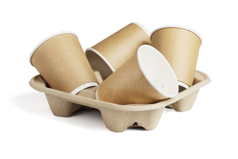 Empty Coffee Cups on Paper Tray Stock Photo - Image of paper, used ...