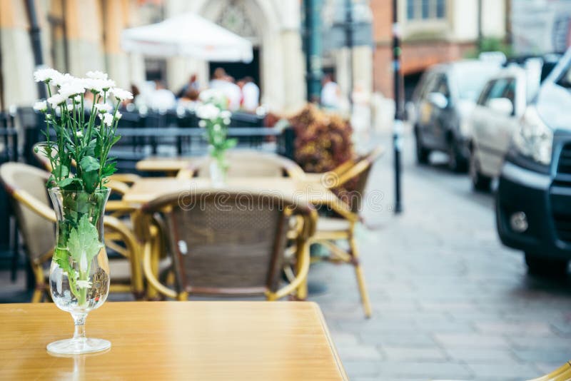Empty Coffee with Flowers on the Table Stock Image - Image of elegant ...