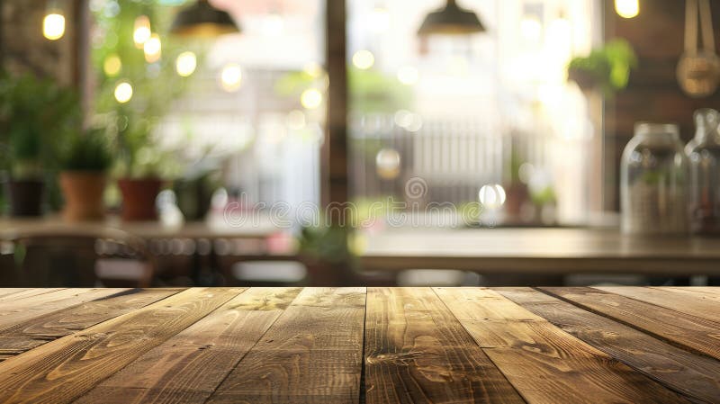 An Empty Coffee Table Against a Defocused Coffee Shop Backdrop ...