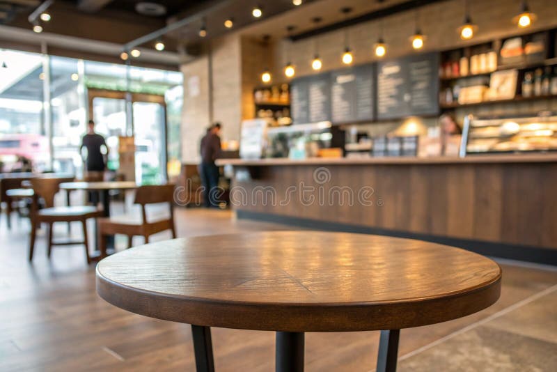 Empty Coffee Table in Coffee Shop with Blurred Background Stock ...
