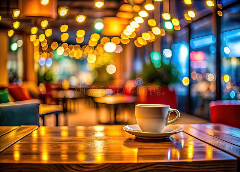 Empty Coffee Table in a Stunning Defocused Coffee Shop Setting ...