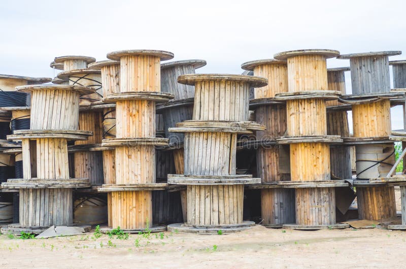 Empty Coils from a High-voltage Cable Lie on a Dump. Stock Image ...