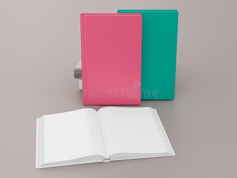 Empty Color Book Mockup Template on Gray Background Stock Photo - Image ...