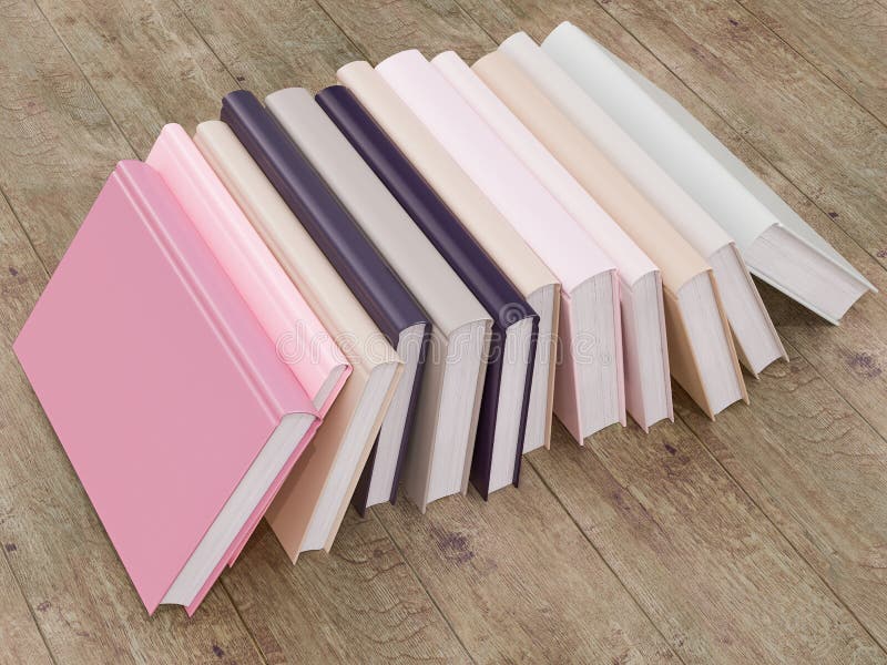 Empty Color Book Mockup Template on Wood Background Stock Image - Image ...