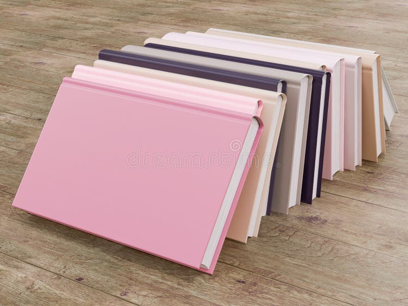 Empty Color Book Mockup Template on Wood Background Stock Photo - Image ...