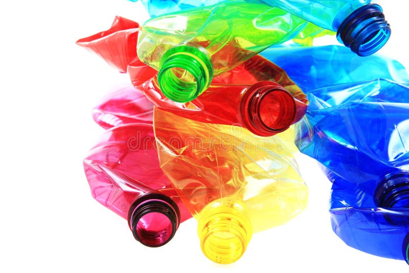 Empty Color Pet Plastic Bottles Isolated Stock Photo - Image of ...
