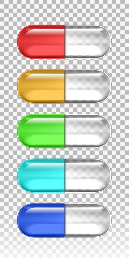 3D Empty Color Pills Capsules Isolated on Back Stock Vector ...