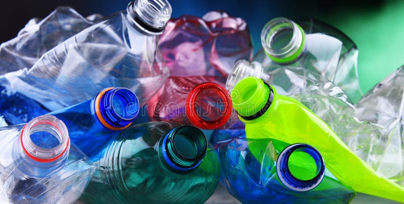 Empty Colored Carbonated Drink Bottles. Plastic Waste Stock Photo ...