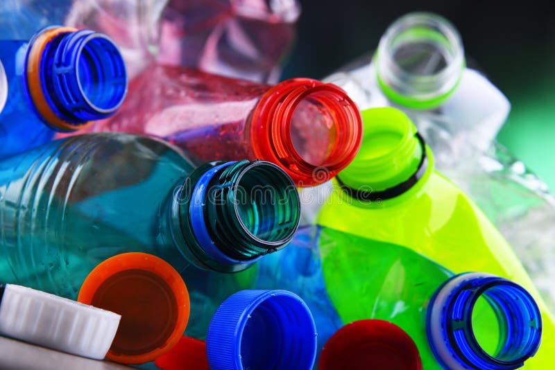 Empty Colored Carbonated Drink Bottles. Plastic Waste Stock Photo ...