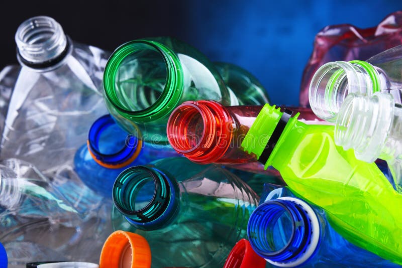 Empty Colored Carbonated Drink Bottles. Plastic Waste Stock Photo ...