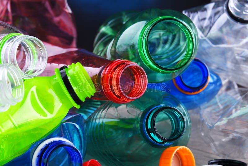 Empty Colored Carbonated Drink Bottles. Plastic Waste Stock Image ...
