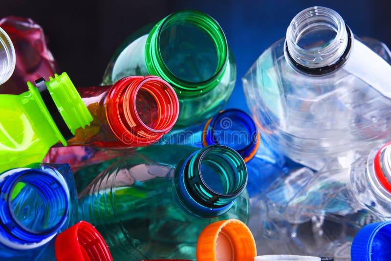 Empty Colored Carbonated Drink Bottles. Plastic Waste Stock Image ...