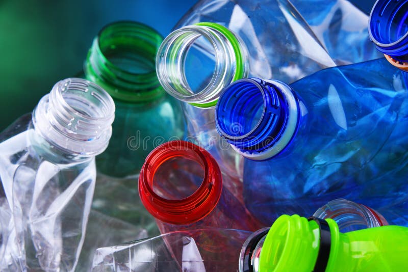 Empty Colored Carbonated Drink Bottles. Plastic Waste Stock Photo ...