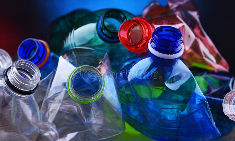 Empty Colored Carbonated Drink Bottles. Plastic Waste Stock Image ...
