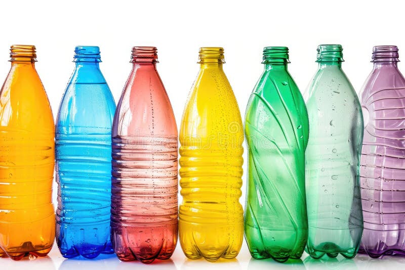 Empty Colored Carbonated Drink Bottles. Plastic Waste Stock ...