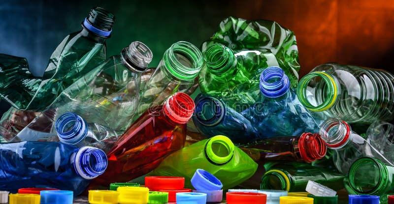 Empty Colored Drink Bottles. Recyclable Plastic Waste Stock Photo ...
