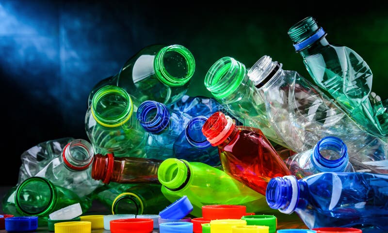 Empty Colored Drink Bottles. Recyclable Plastic Waste Stock Photo ...