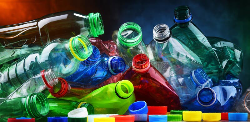 Empty Colored Drink Bottles. Recyclable Plastic Waste Stock Photo ...