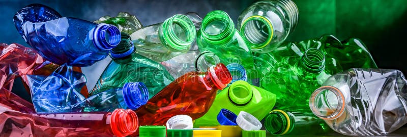 Empty Colored Drink Bottles. Recyclable Plastic Waste Stock Image ...