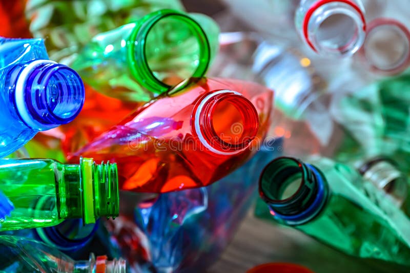 Empty Colored Drink Bottles. Recyclable Plastic Waste Stock Photo ...