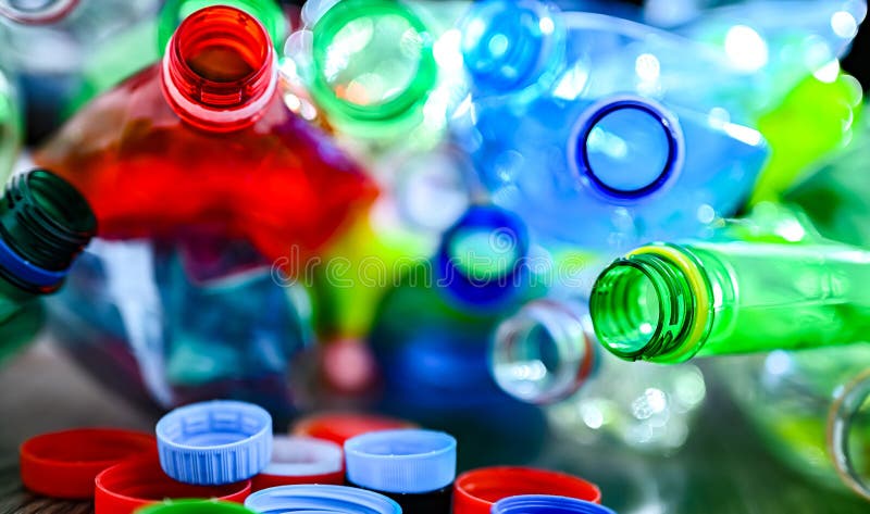 Empty Colored Drink Bottles. Recyclable Plastic Waste Stock Photo ...
