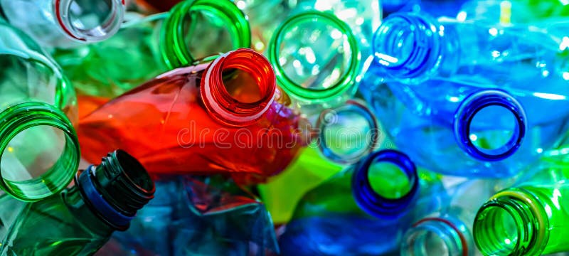 Empty Colored Drink Bottles. Recyclable Plastic Waste Stock Photo ...