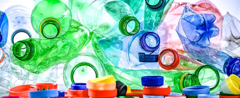 Empty Colored Drink Bottles. Recyclable Plastic Waste Stock Photo ...