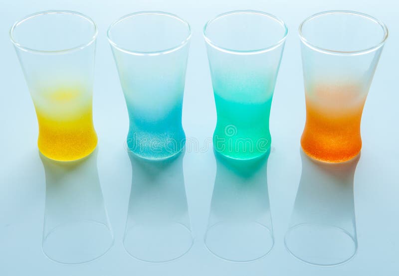 Empty Colored Glasses For Different Drinks On A White Background Stock Image Image Of