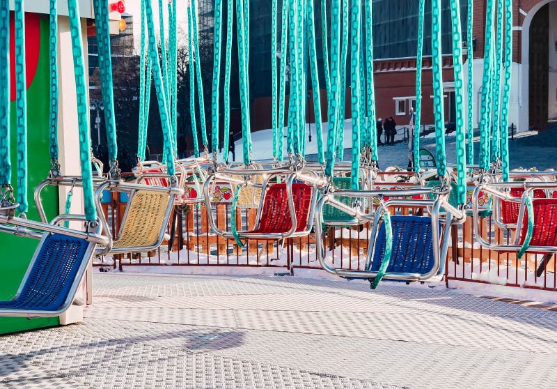 Empty Colored Seats of Carousel Stock Image - Image of color, leisure ...