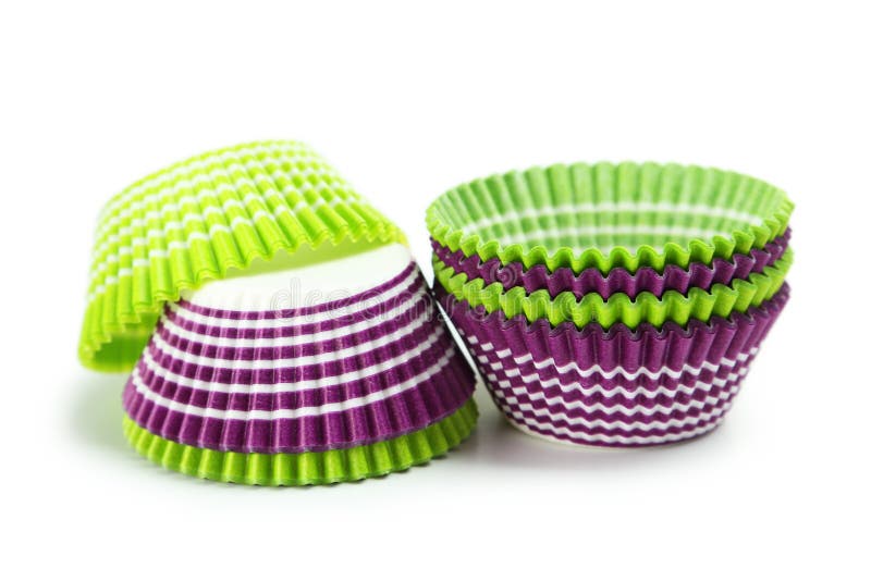 Empty Colorful Cupcake Cases Isolated on White Background Stock Image ...