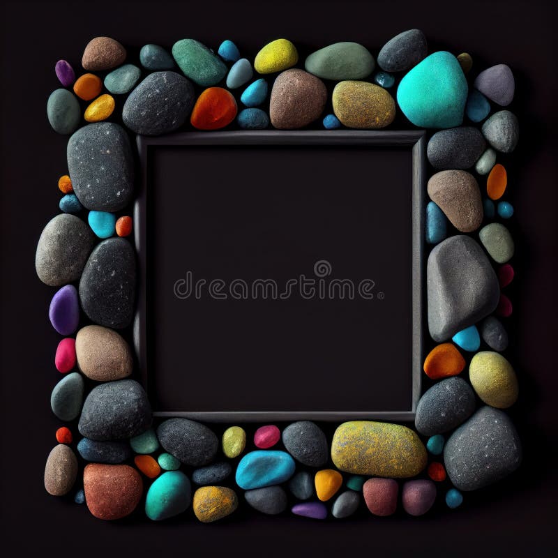 An Empty Colorful Pebbles Square Frame on Solid Background. Stock ...