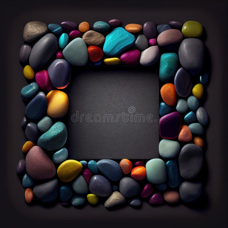 An Empty Colorful Pebbles Square Frame on Solid Background. Stock ...