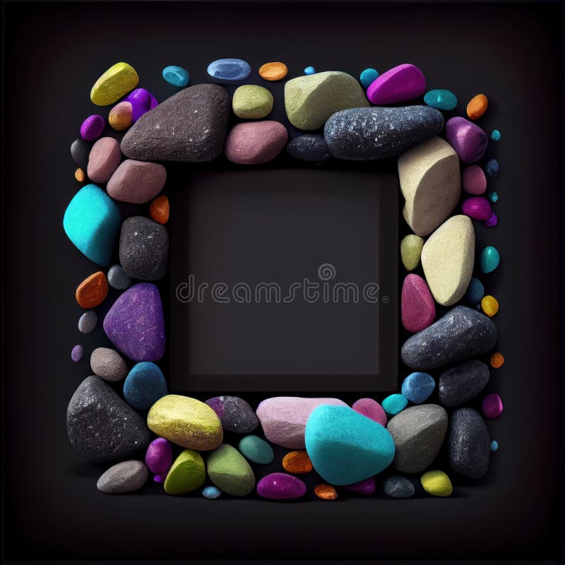 An Empty Colorful Pebbles Square Frame on Solid Background. Stock ...