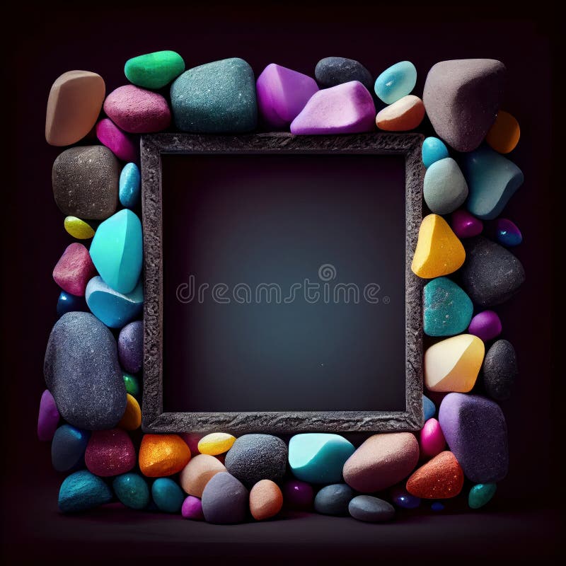 An Empty Colorful Pebbles Square Frame on Solid Background. Stock ...