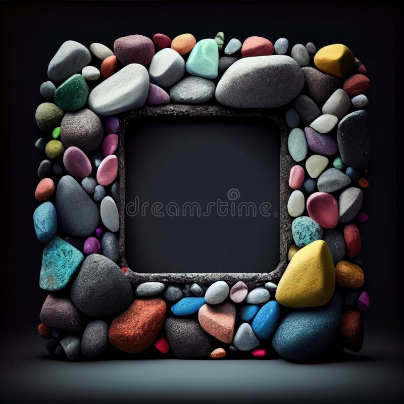 An Empty Colorful Pebbles Square Frame on Solid Background. Stock ...