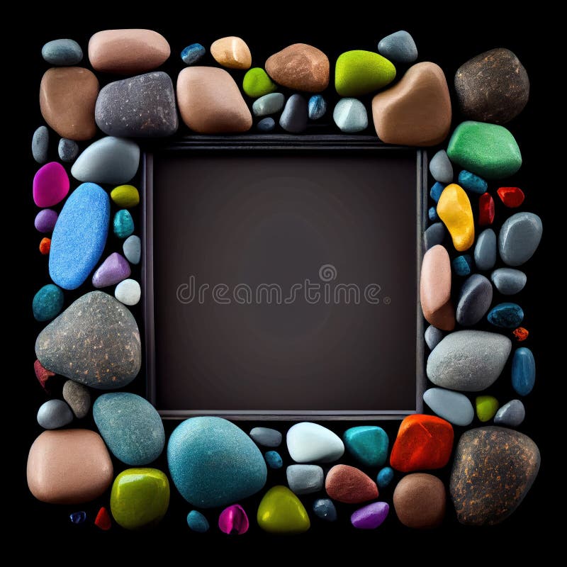 An Empty Colorful Pebbles Square Frame on Solid Background. Stock ...
