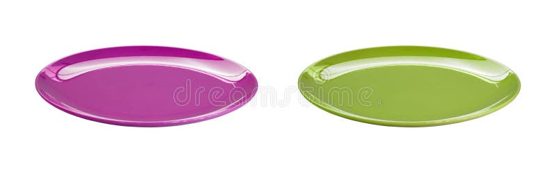 Empty Colorful Plates Isolated on White Background Stock Image - Image ...