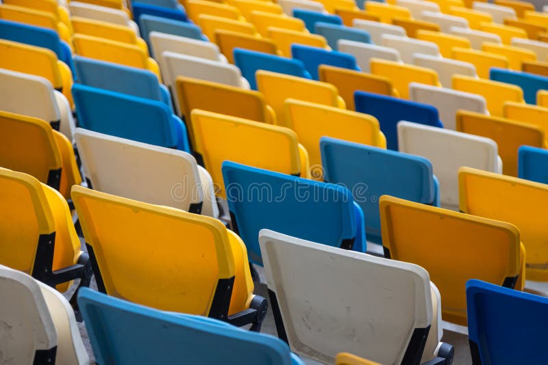 Empty Colorful Seats on Tribunes of Stadium Stock Image - Image of seat ...